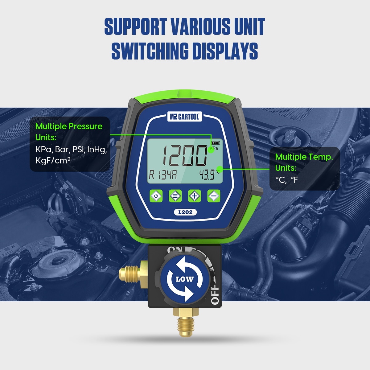 Manometru digital pentru sistem de aer conditionat, MRCARTOOL L202 ...