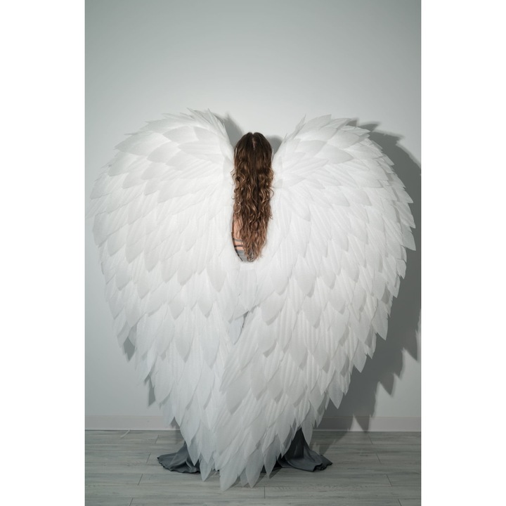 Aripi de inger, inima, adulti, alb, 180x150 cm - eMAG.ro
