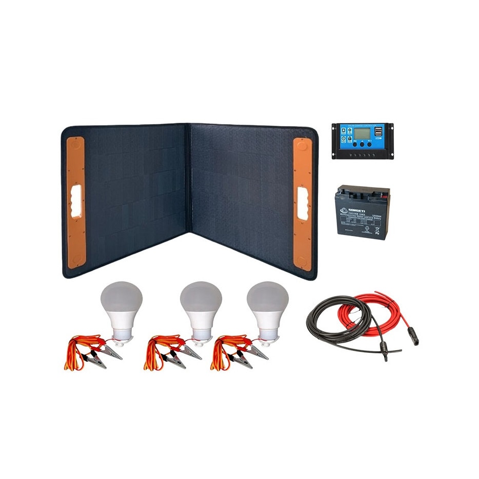 Sistem fotovoltaic panou 100W portabil, controller 20A, baterie 20Ah ...