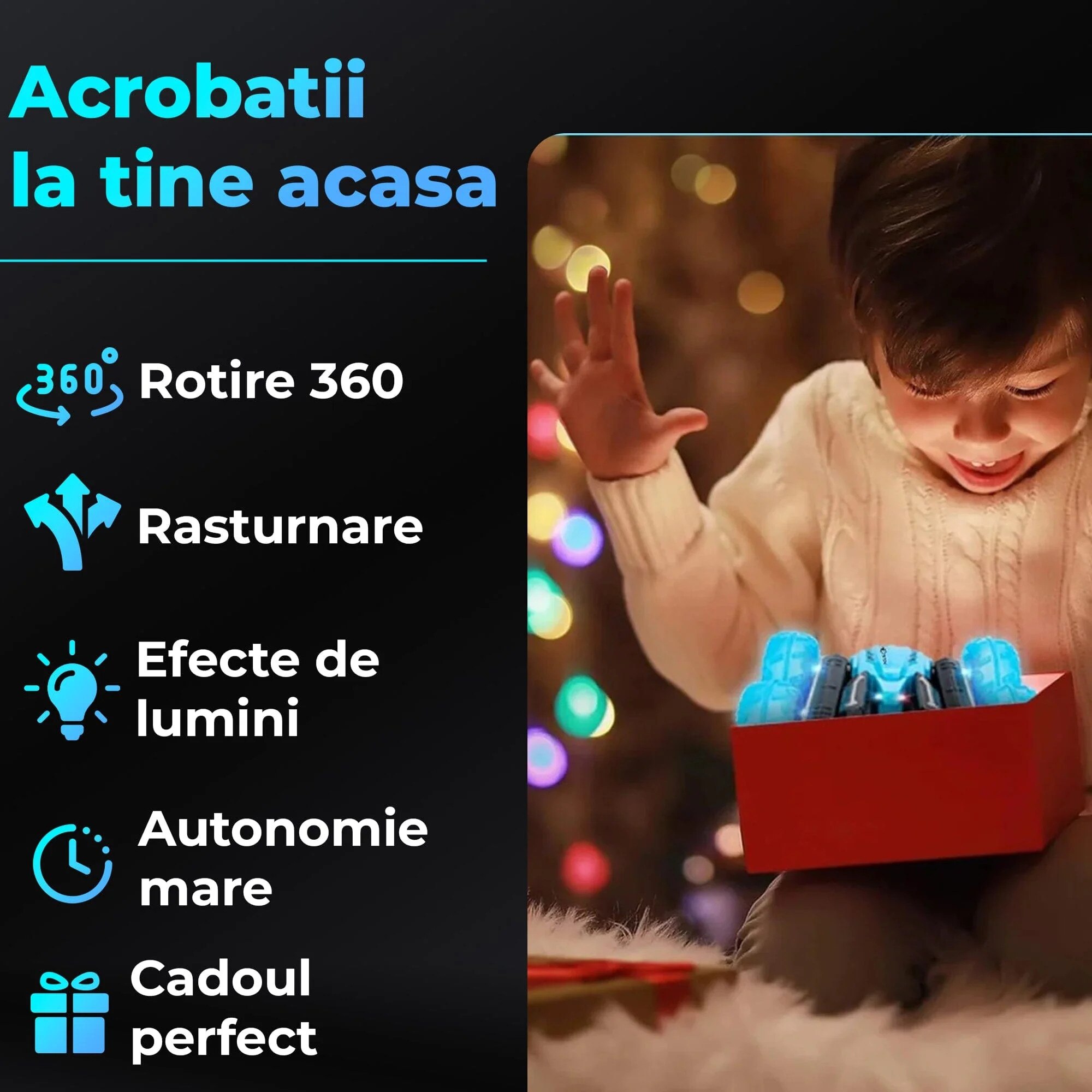 Masina cu telecomanda cu Rotire 360° pentru cascadorii Timebox, 4WD ...