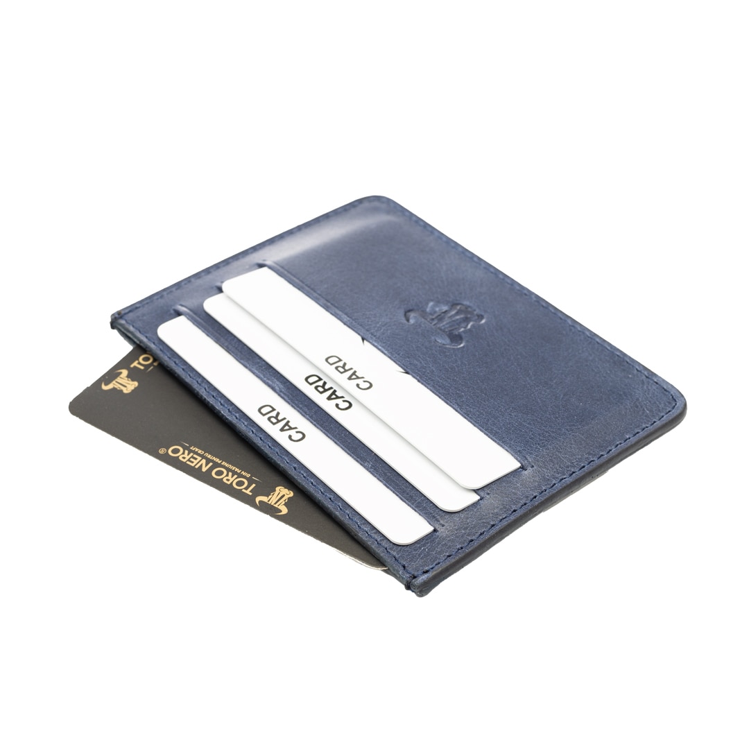 Port-card barbati din piele naturala, Electro, bleumarin - eMAG.ro