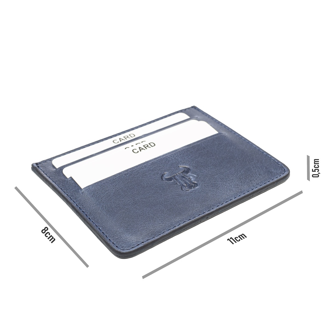 Port-card barbati din piele naturala, Electro, bleumarin - eMAG.ro