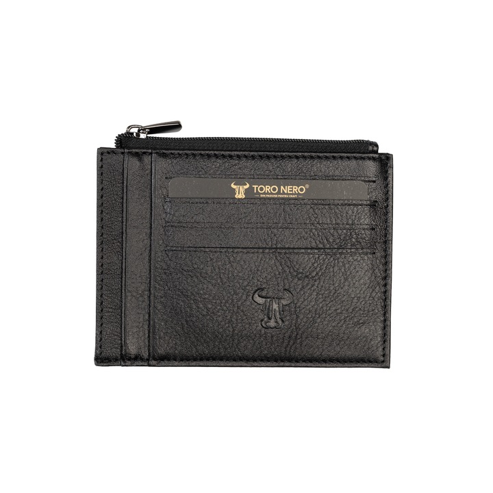 Port-card barbati din piele naturala, Amis, negru - eMAG.ro