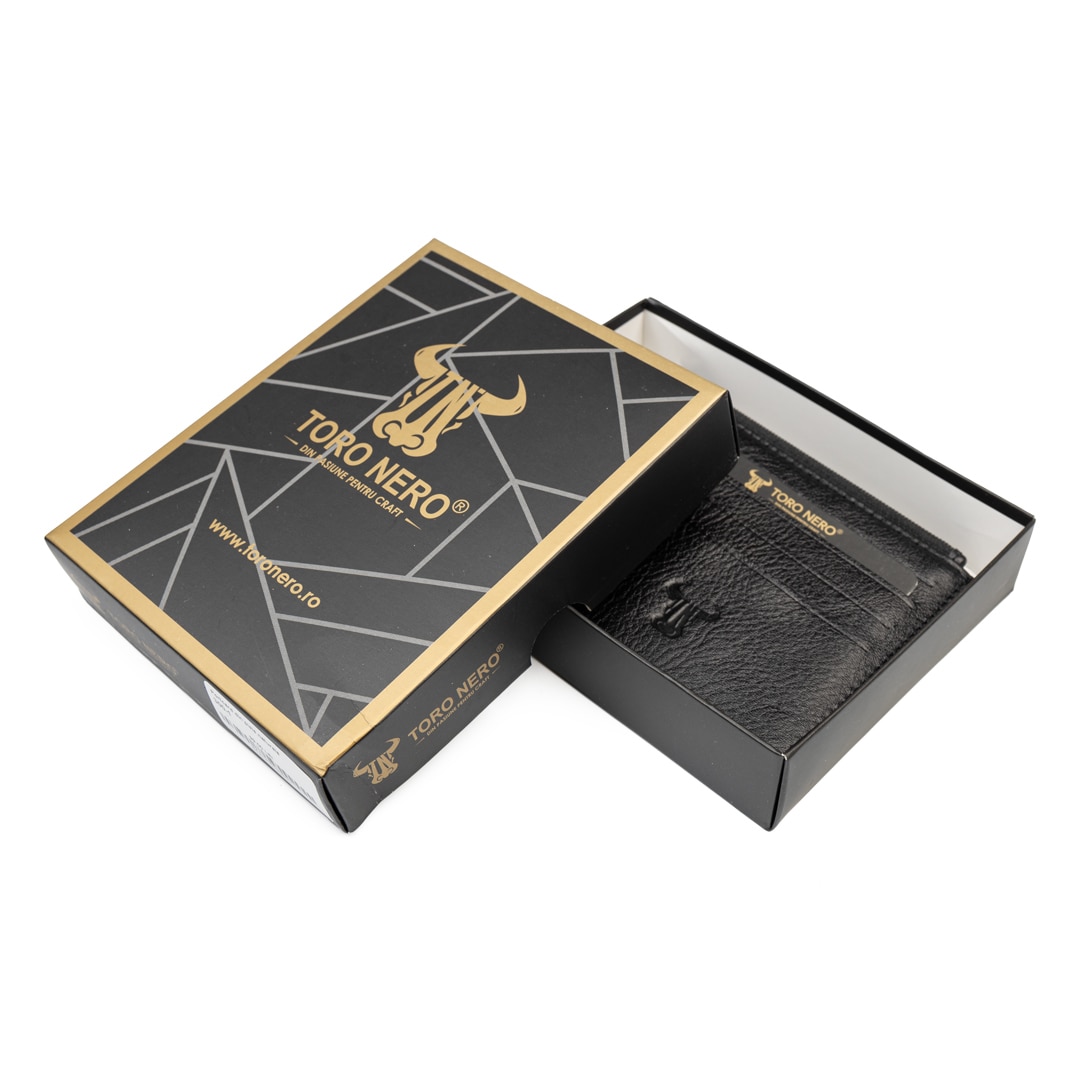 Port-card barbati din piele naturala, Amis, negru - eMAG.ro