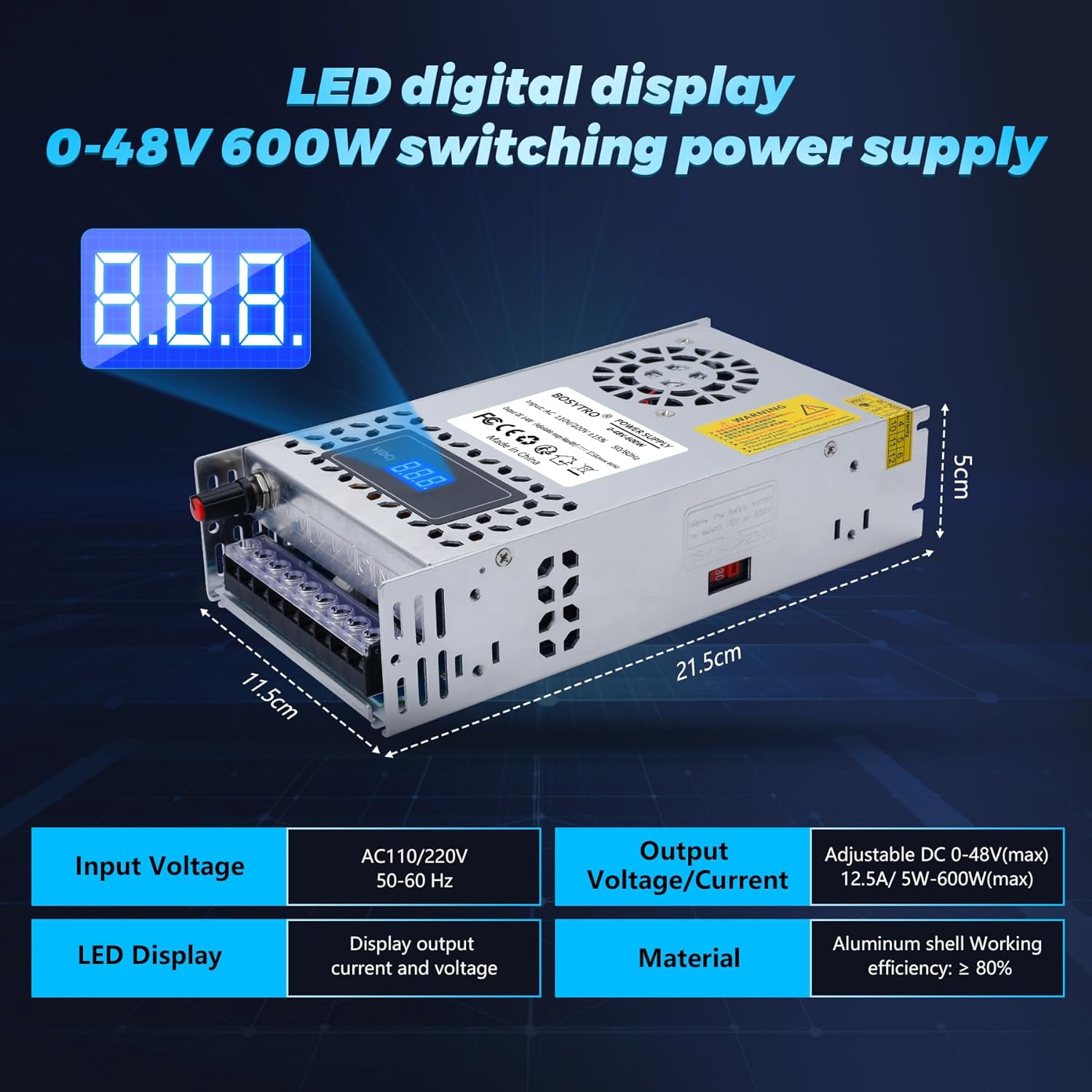 Sursa de alimentare modulara 48V, metalica, reglabila 0-48 V, 12, 5 A ...
