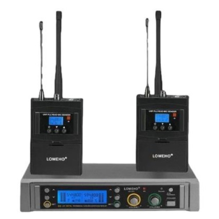 Microfon wireless, sincronizare IR, 2 canale, anti-feedback, 50M - eMAG.ro