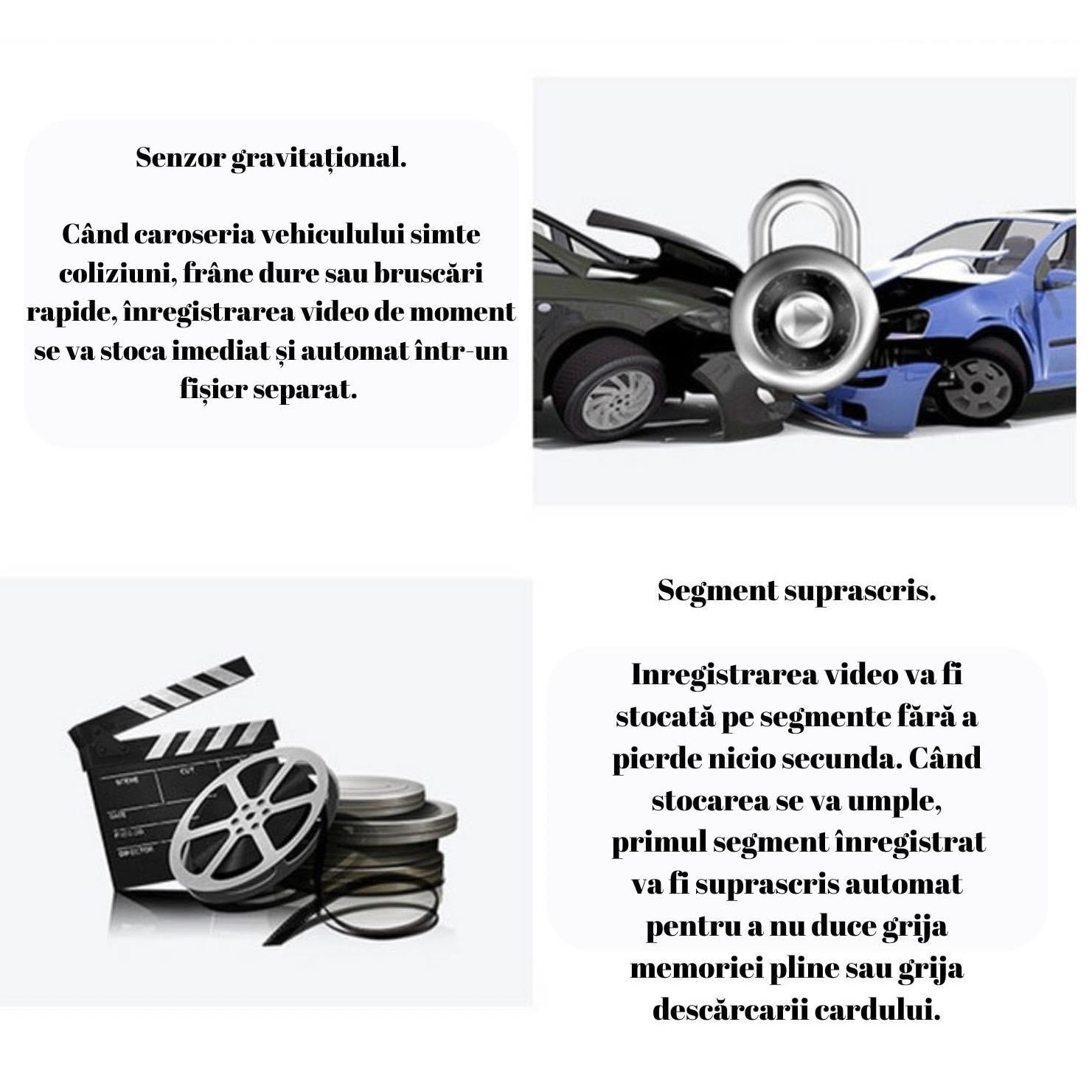 Camera auto WIFI, Dual Cam Pro, ADAS, unghi de filmare de 150 ...