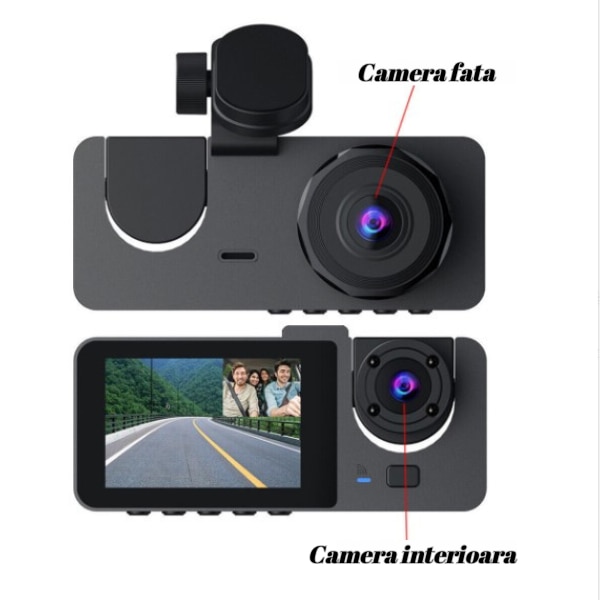 Camera Auto Tripla cu DVR, HD1080p, DVR Pro, Display HD 2”, 170 grade ...