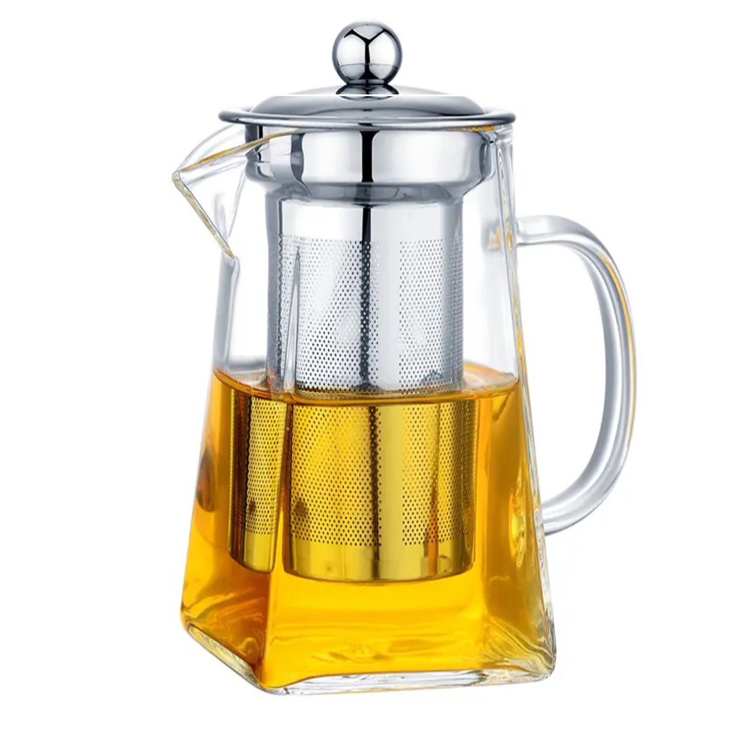 Ceainic 1300 ml CLARK, sticla borosilicata cu infuzor si capac metalic ...