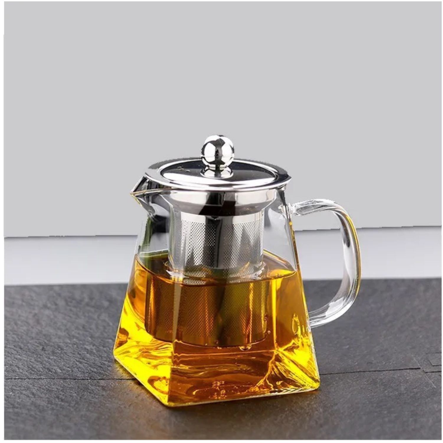 Ceainic 550 ml CLARK, sticla borosilicata cu infuzor si capac metalic ...