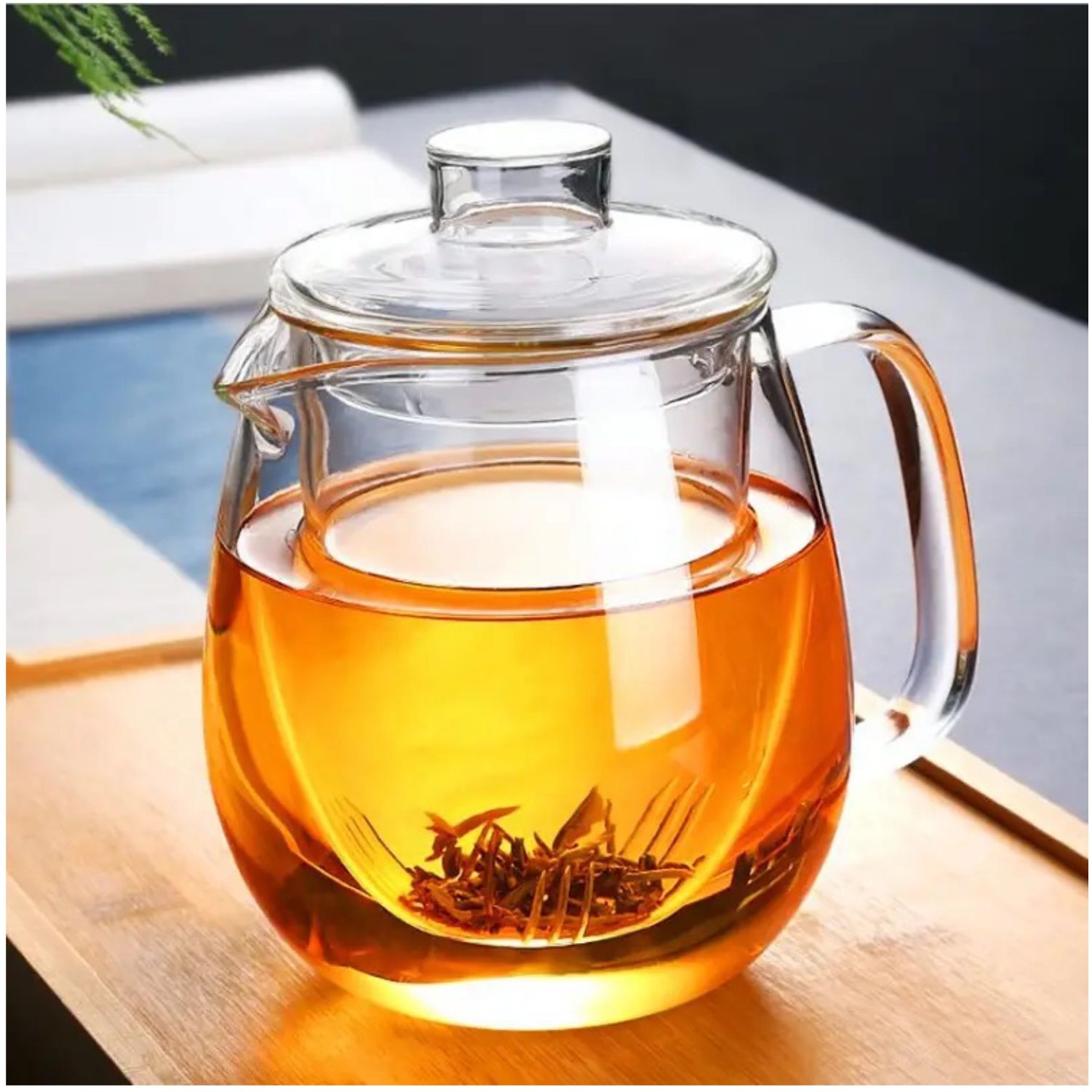 Cana pentru ceai din sticla borosilicata cu infuzor si capac 450 ml ...