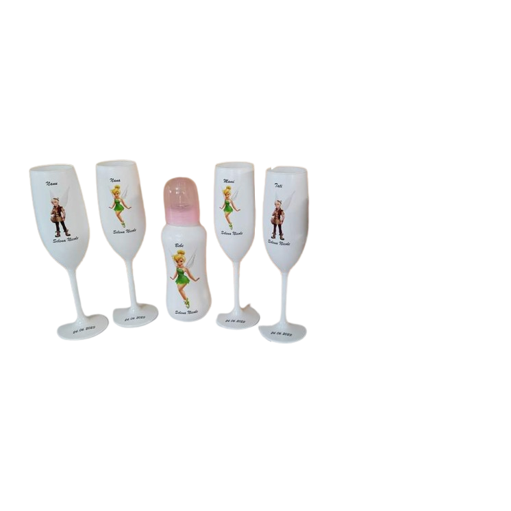 Set 4 pahare si un biberon botez pentru parinti, nasi si bebe cu nume ...