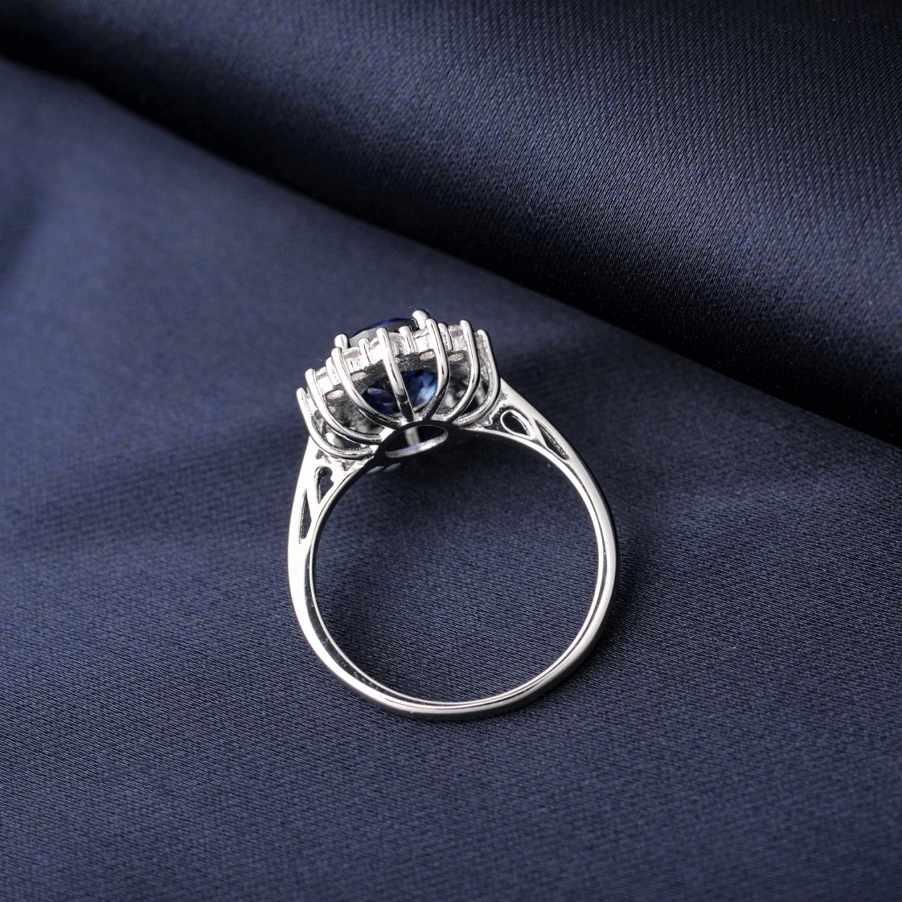 Inel din argint cu safir albastru si zirconiu, Royal Sapphire (Marime ...