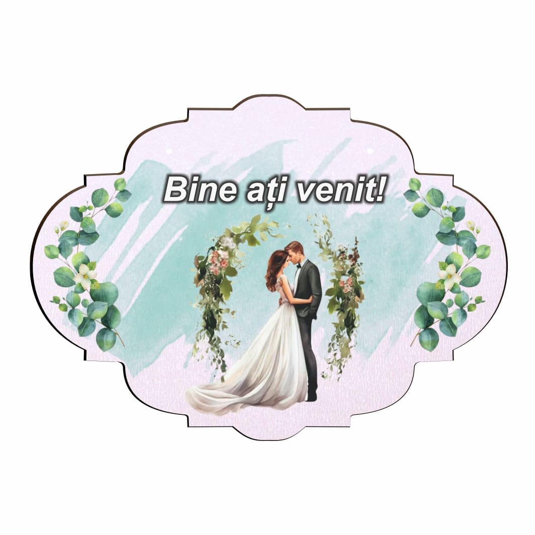 Pancarta Bine Ati Venit, Nunta, Verde, 40x31cm, PBUV029 - eMAG.ro