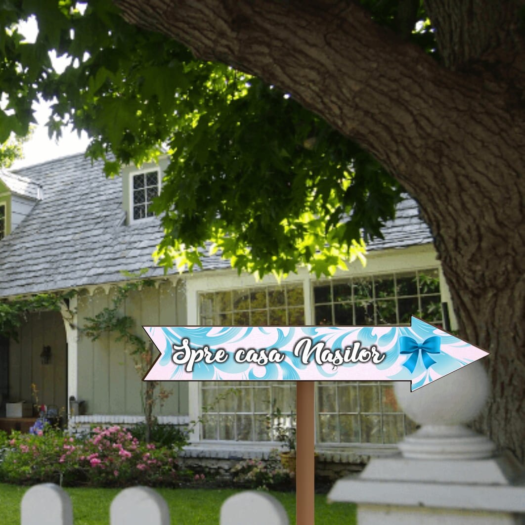 Pancarta Spre casa Nasilor, Nunta, Albastra, 46×14 cm, PSNUV003 - eMAG.ro