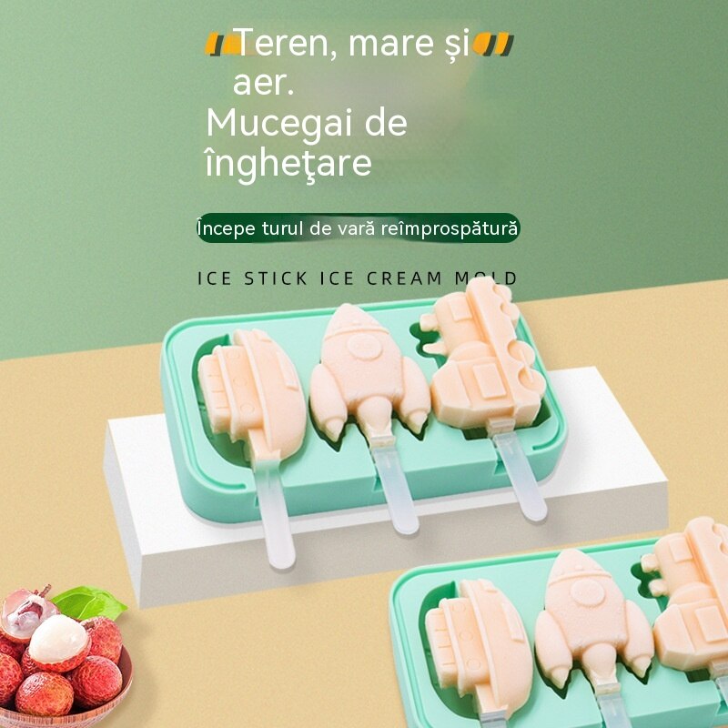 Forma de inghetata DIY, Silicon alimentar, 3 cavitati, Verde - eMAG.ro