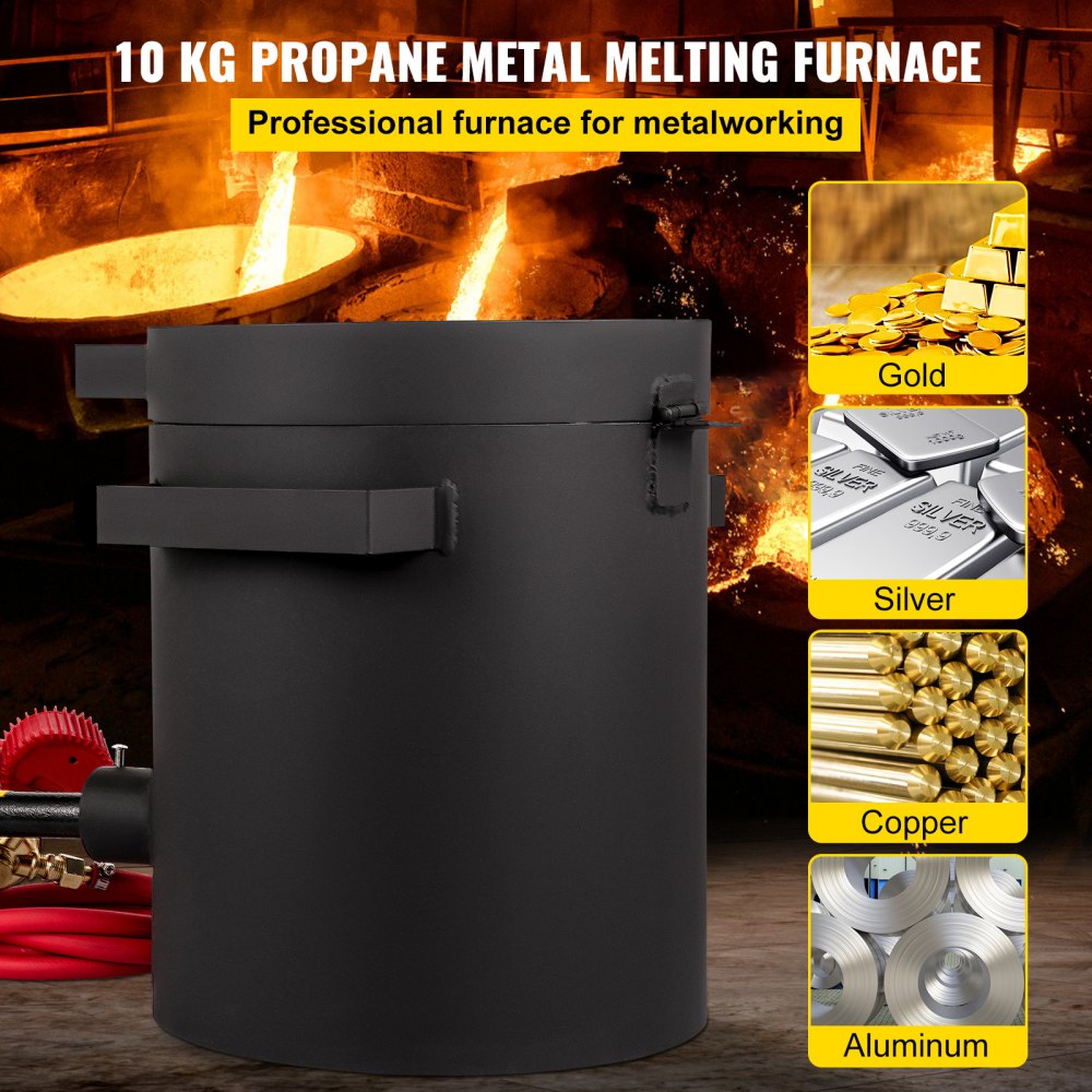 Set Cuptor pentru Topire Metale, Capacitate 10 Kg, Temperatura maxima ...