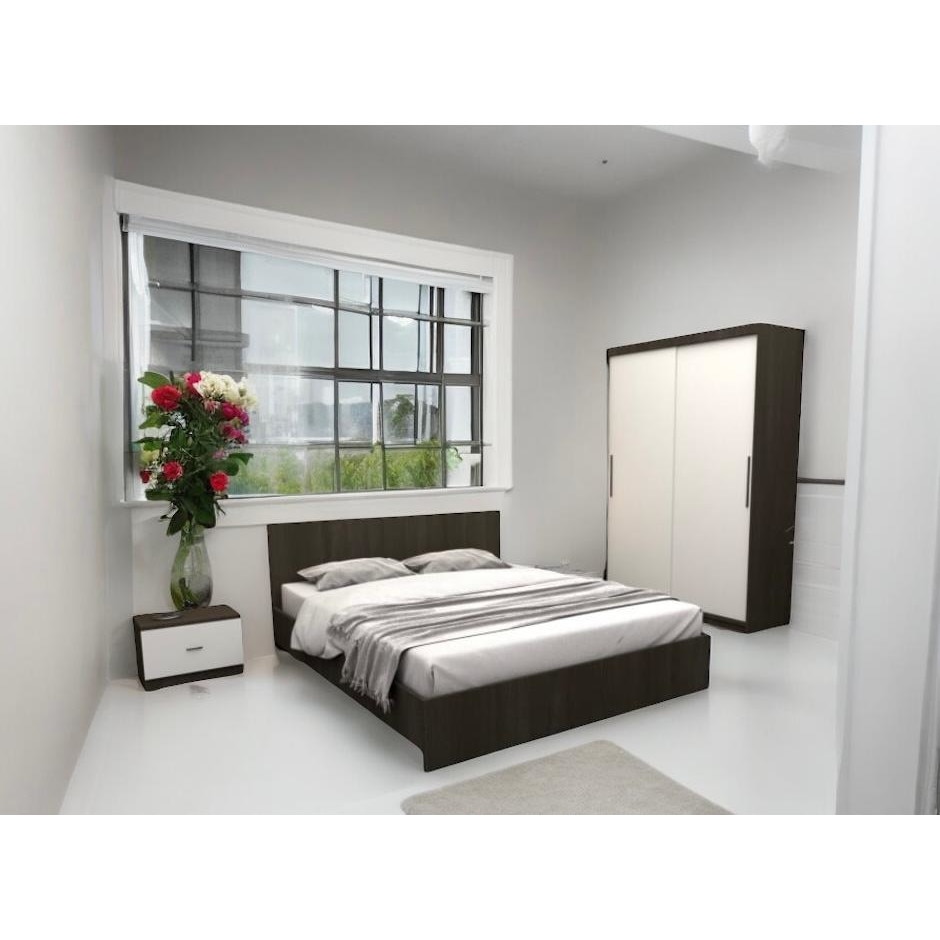 Dormitor Edy Pat 1, 6m, Dressing 1, 8m, Wenge+Alb - eMAG.ro