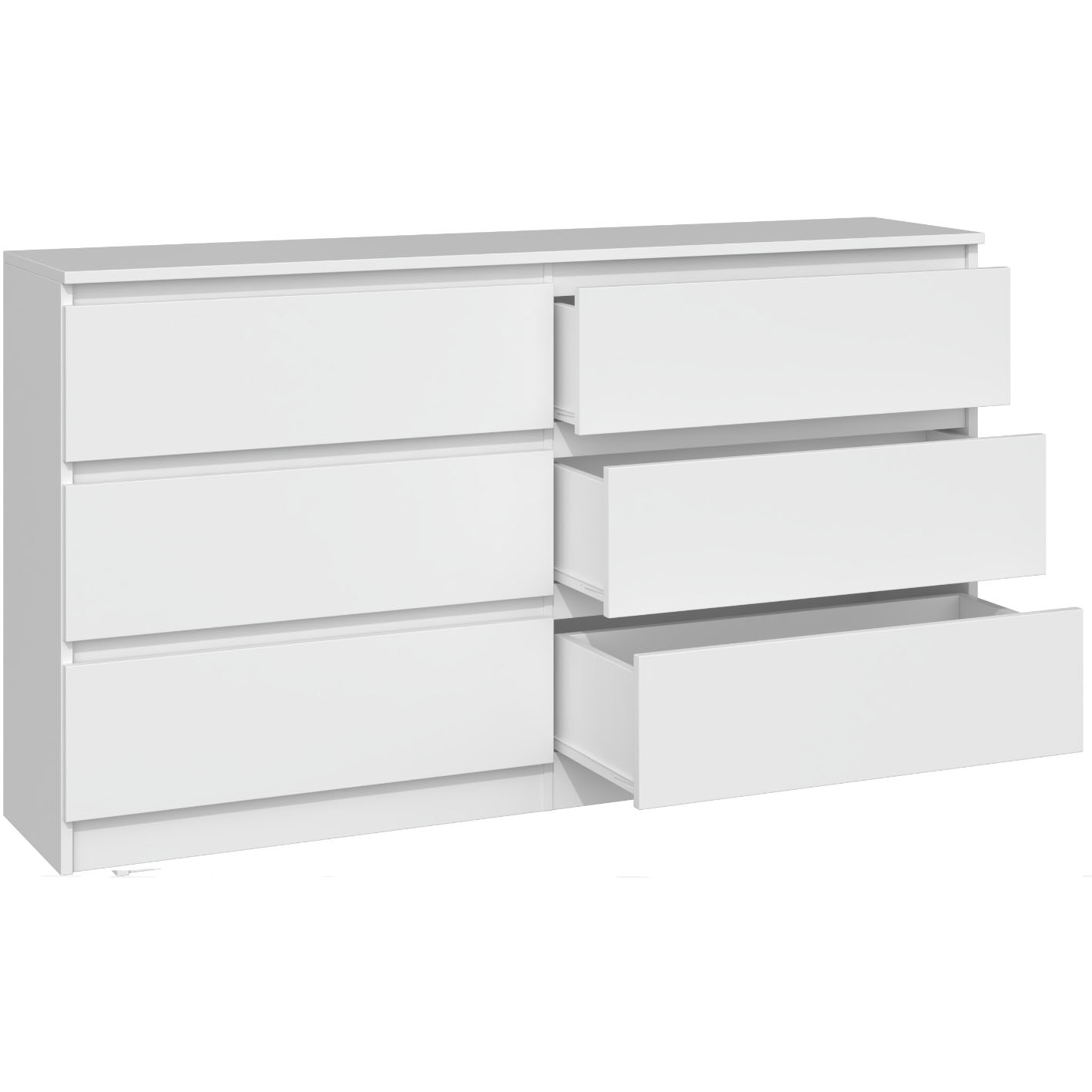 Comoda 120 cm, alba, cu 6 sertare, ideala pentru dormitor. Eleganta ...