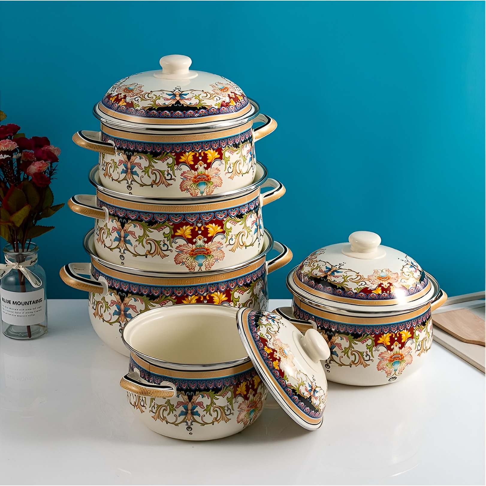 Set 5 oale emailate, Longfei Group, 1.8l/3.3l/4l/5.3l/6.4l, Galben ...
