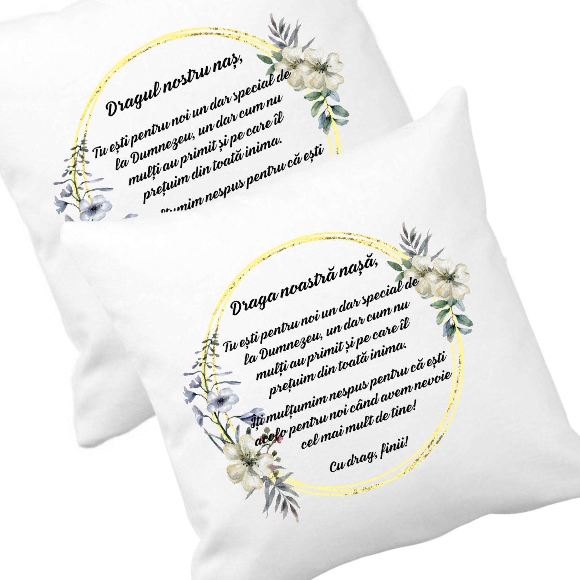 Set cadou, 2 perne personalizate, pentru nasi, 40x40 cm - eMAG.ro