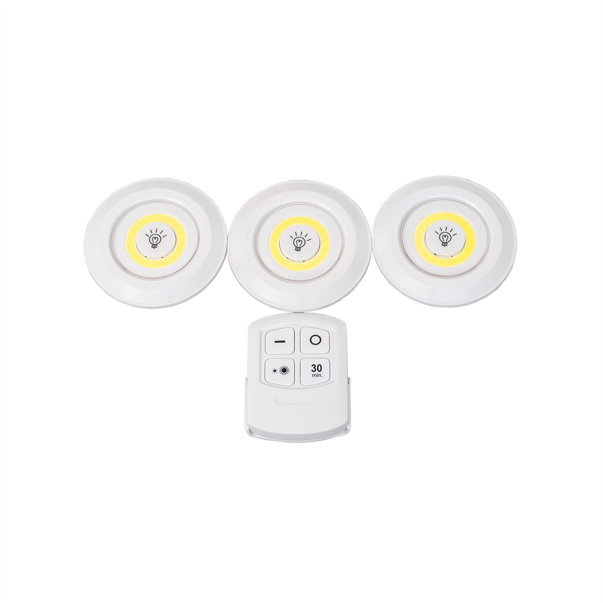 Set 3 lampi cu LED si telecomanda pentru mobila, autoadezive, rotund Z ...