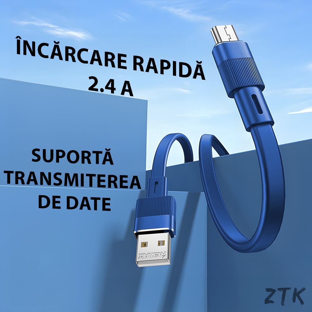 Cablu Micro USB plat, Incarcare Rapida, Remax Flushing, RC-C001 A-M, 2. ...