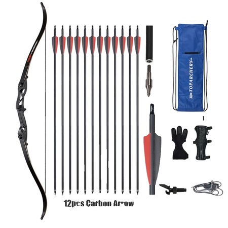 Arc recurvat demontabil, 30lbs, rosu, 56 inch, maner metalic, dreptaci ...
