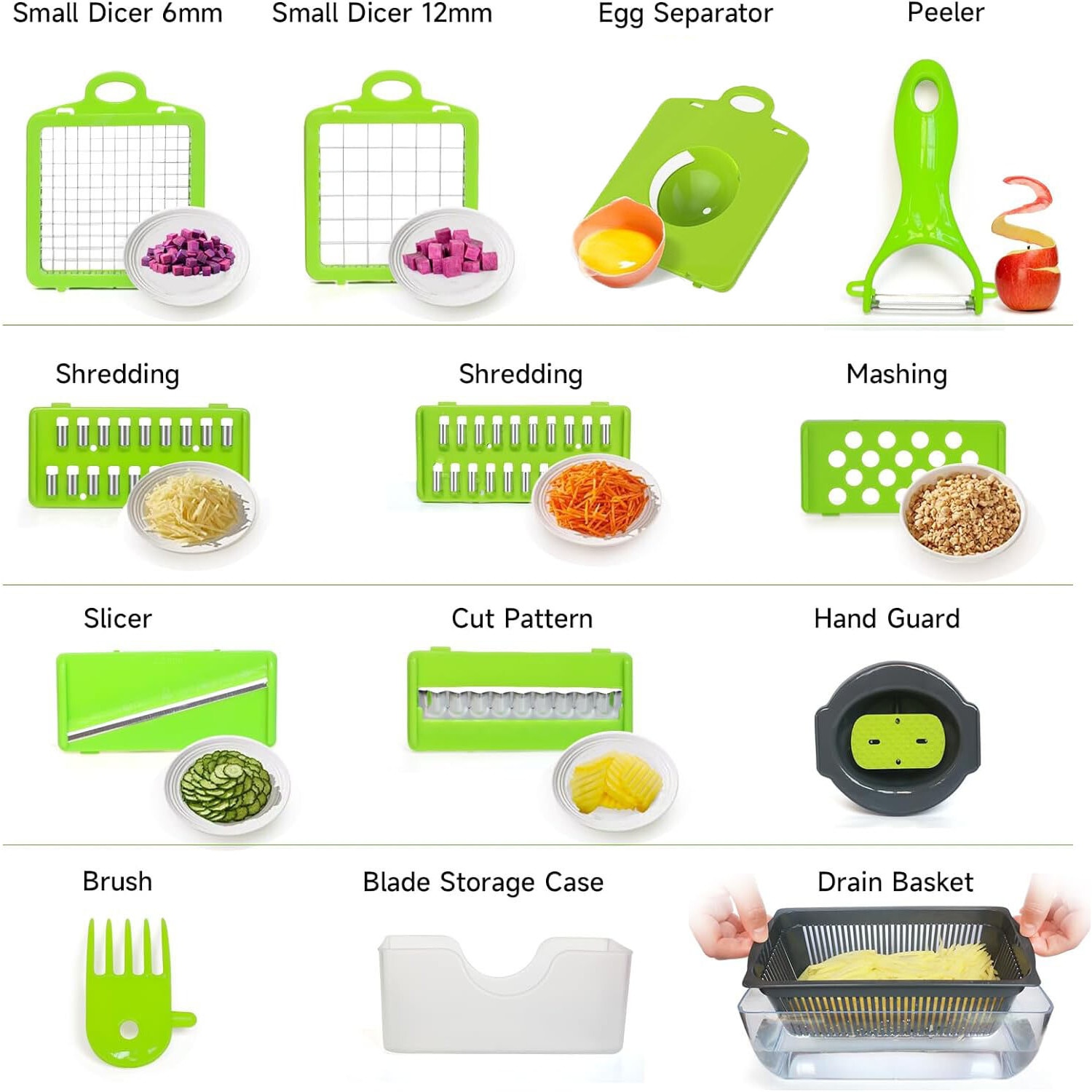 Set feliator legume multifunctional 16 in 1, ABS/Otel Inoxidabil - eMAG.ro