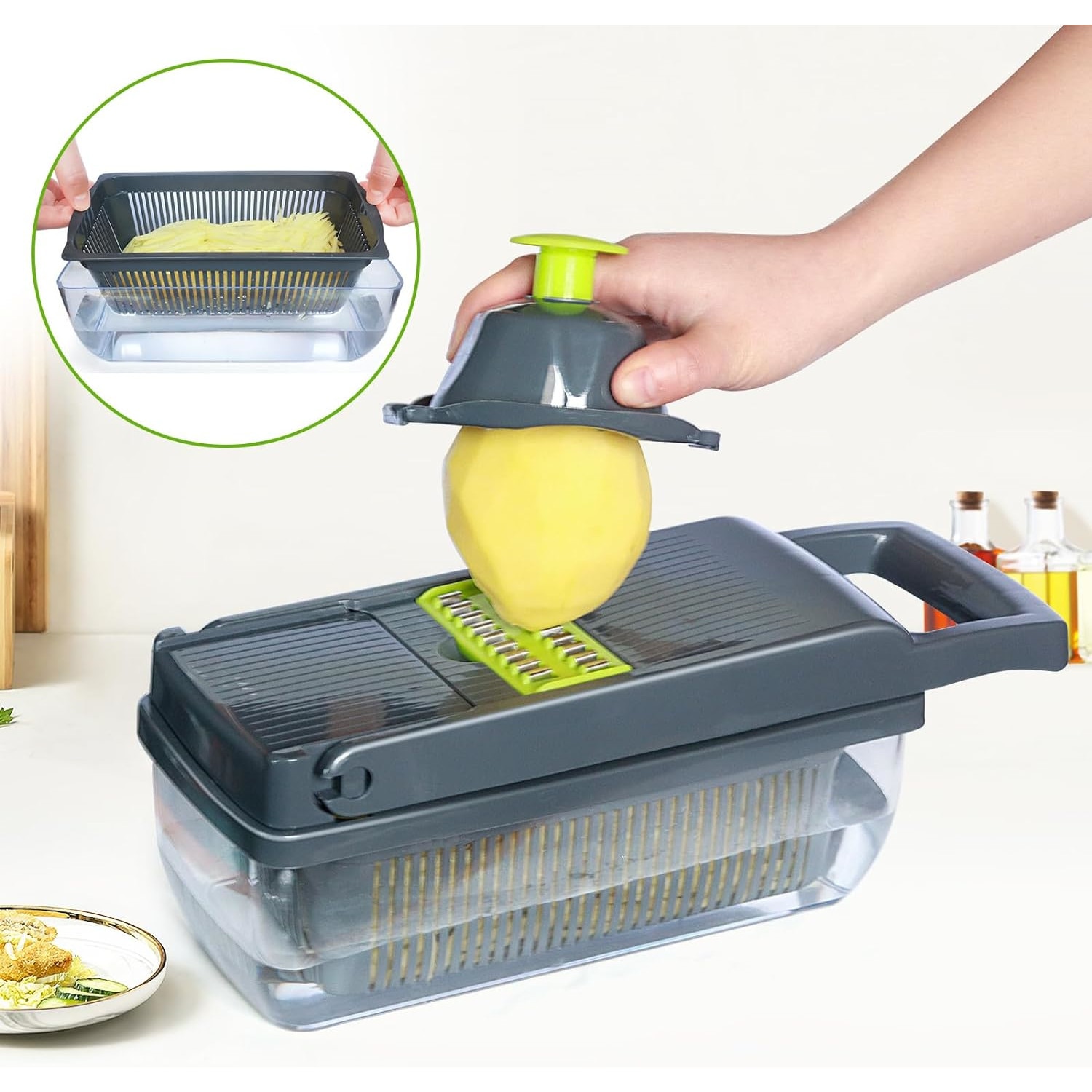 Set feliator legume multifunctional 16 in 1, ABS/Otel Inoxidabil - eMAG.ro