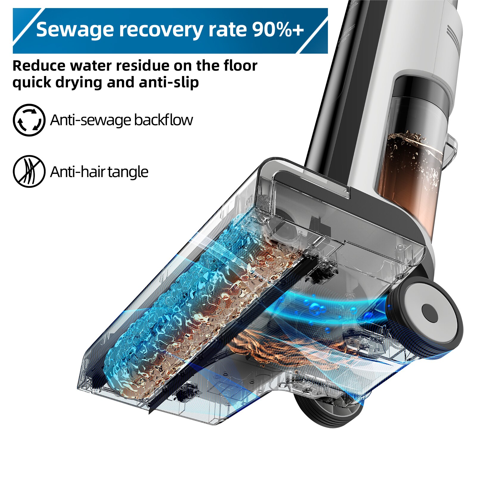 Aspirator fara fir, functie mop, multi-suprafata, rosu, 2600mAh, 3.7kg ...