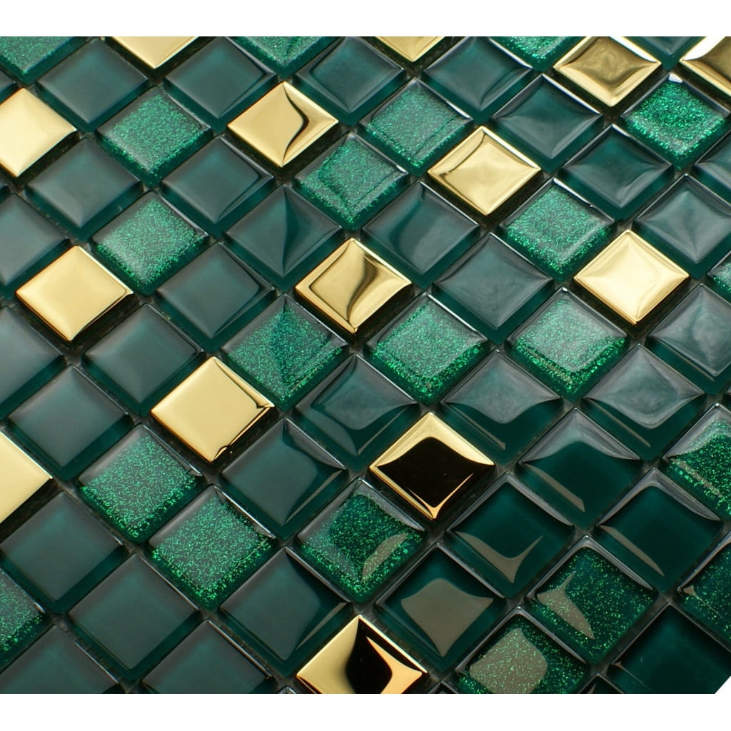 Mozaic gold agat Englass, verde/auriu, lucios, 30x30cm - eMAG.ro