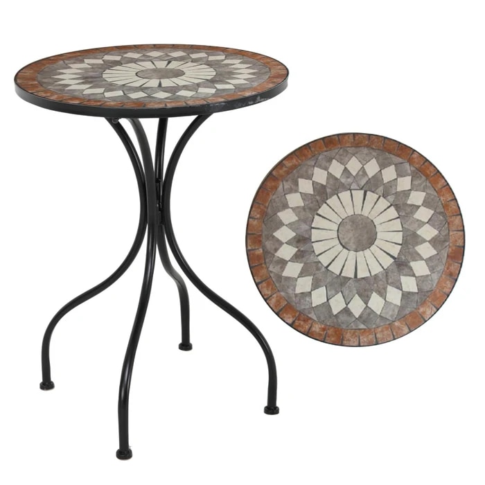 Set mobilier gradina DacEnergy©, din metal si ceramica, o masa si 2 ...