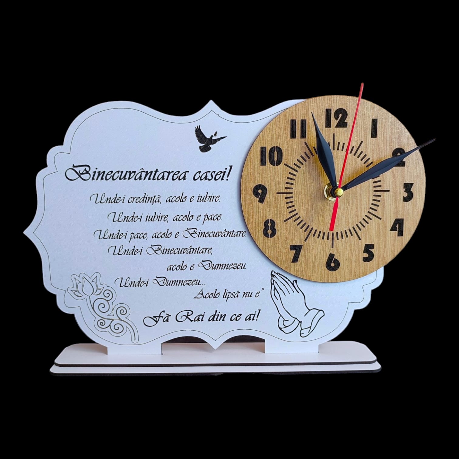 Tablou ceas personalizat cu mesaj standard pentru nasi, fini, prieteni ...