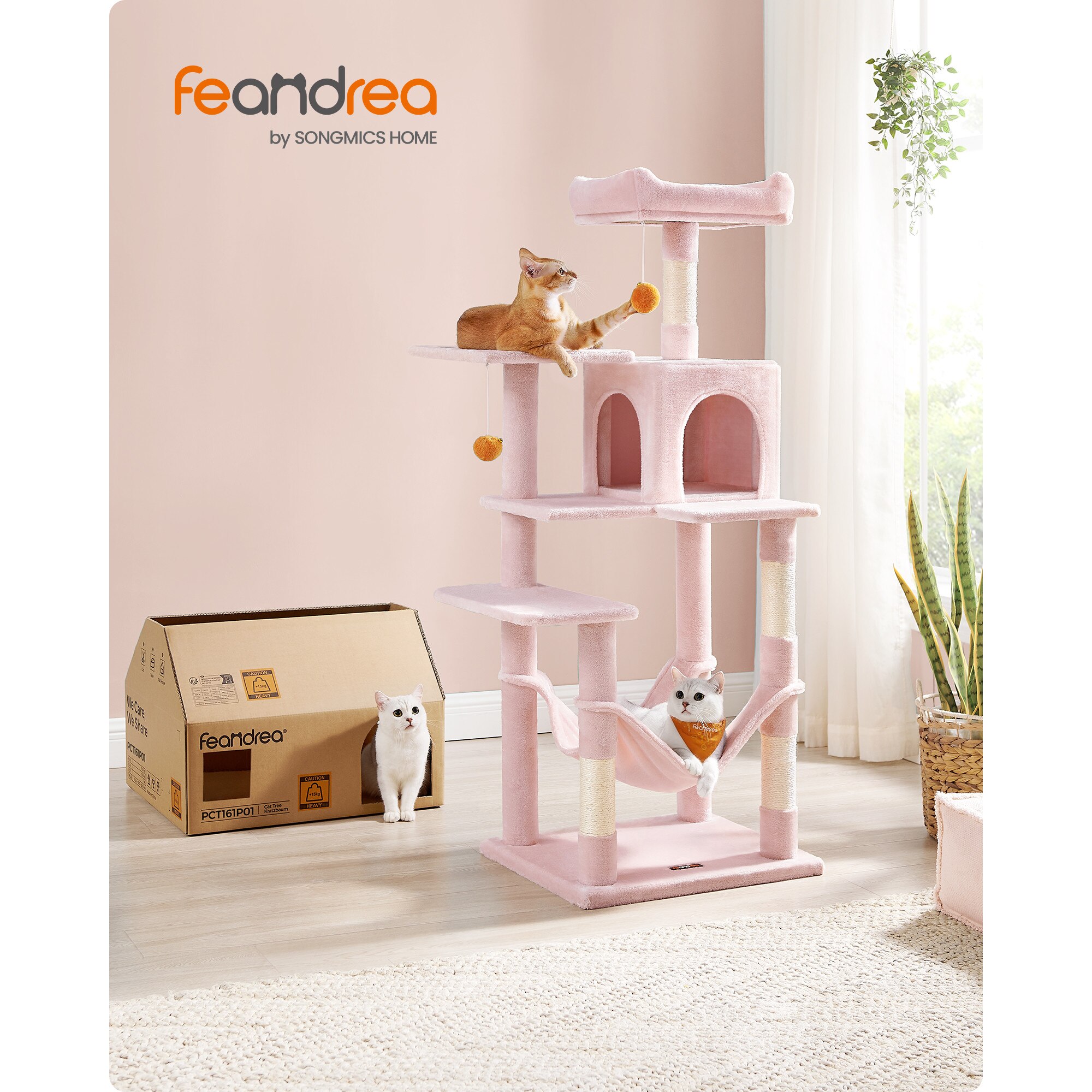 Arbore pentru pisici Inaltime 143 cm, din tesatura de plus, pe mai ...