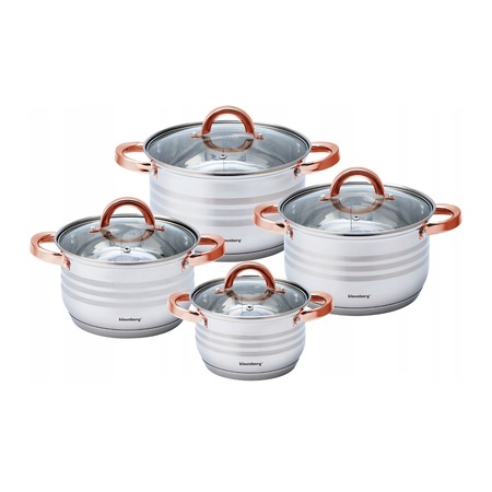 Set 4 oale cu capac, inox, 2.1l, 2.9l, 3.9l, 6.6l, fund multistrat ...