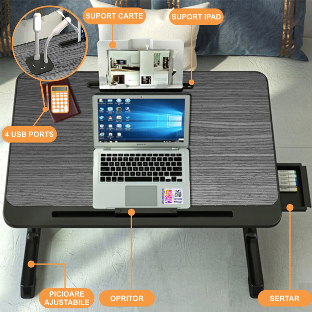 Stand laptop multifunctional tip masuta, Linomag®, Reglabil, Pliabil ...