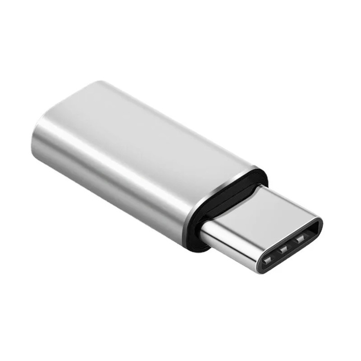 Adaptor OTG OZ cu mufa de tip Light la USB-C 3.1, Fast Charging si ...