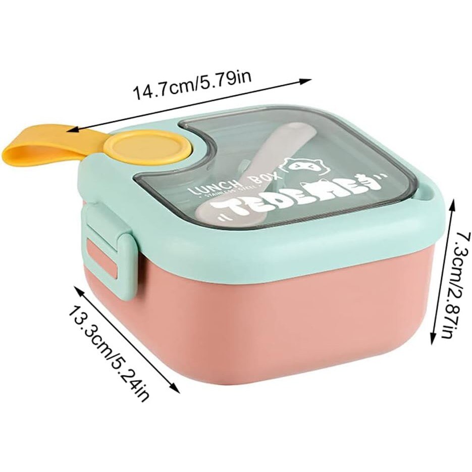 Caserola pentru copii, lunch box, 750 ml, doua boluri, lingura ...