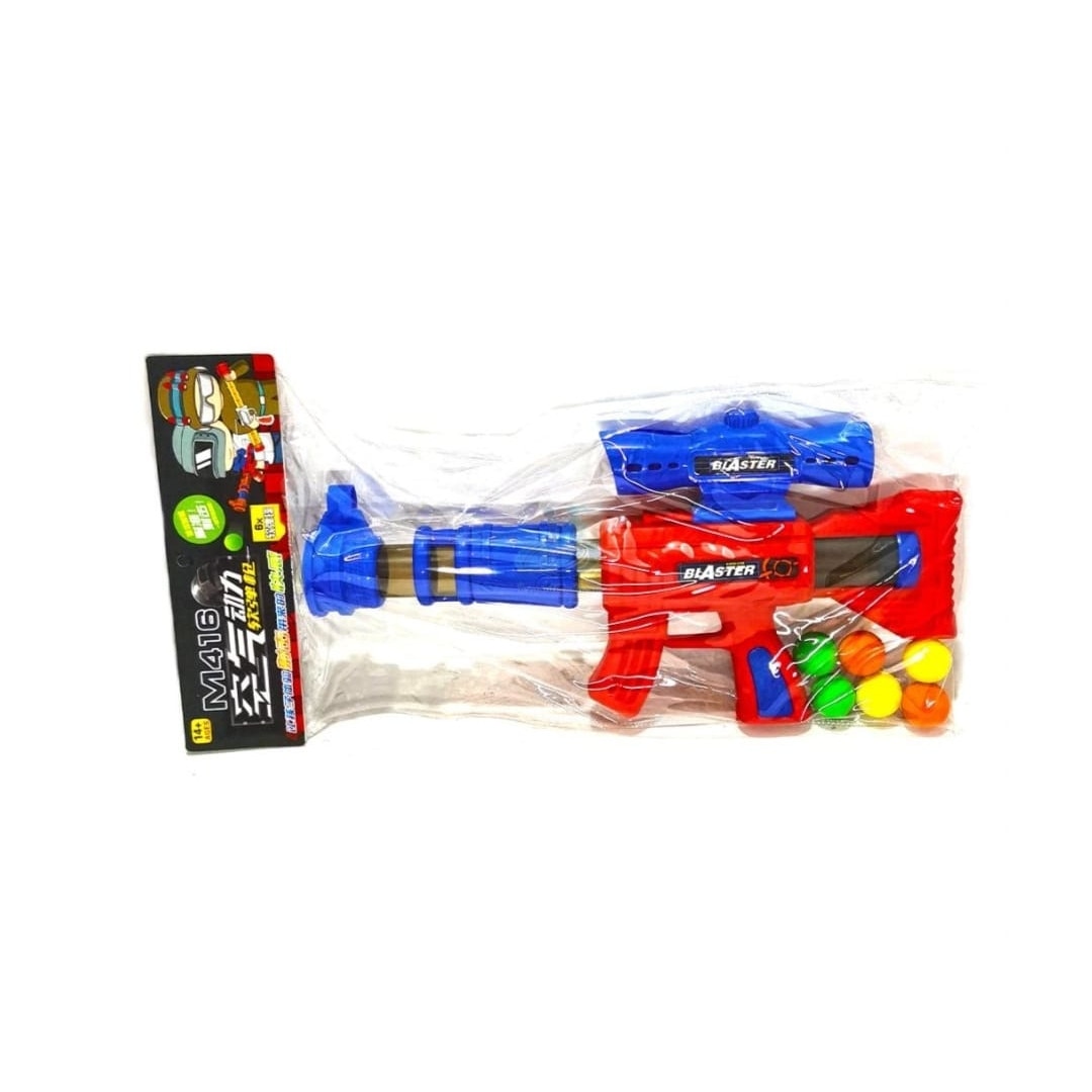 Pusca cu presiune de aer si bile din burete, multicolor, 40 cm - eMAG.ro