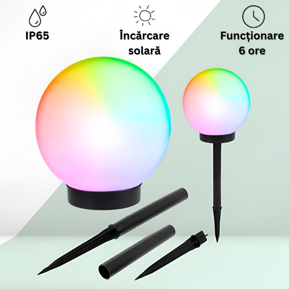 Set 4 Lampi Solare RGB LED Velixo®, de Exterior, pentru Gradina, tip ...