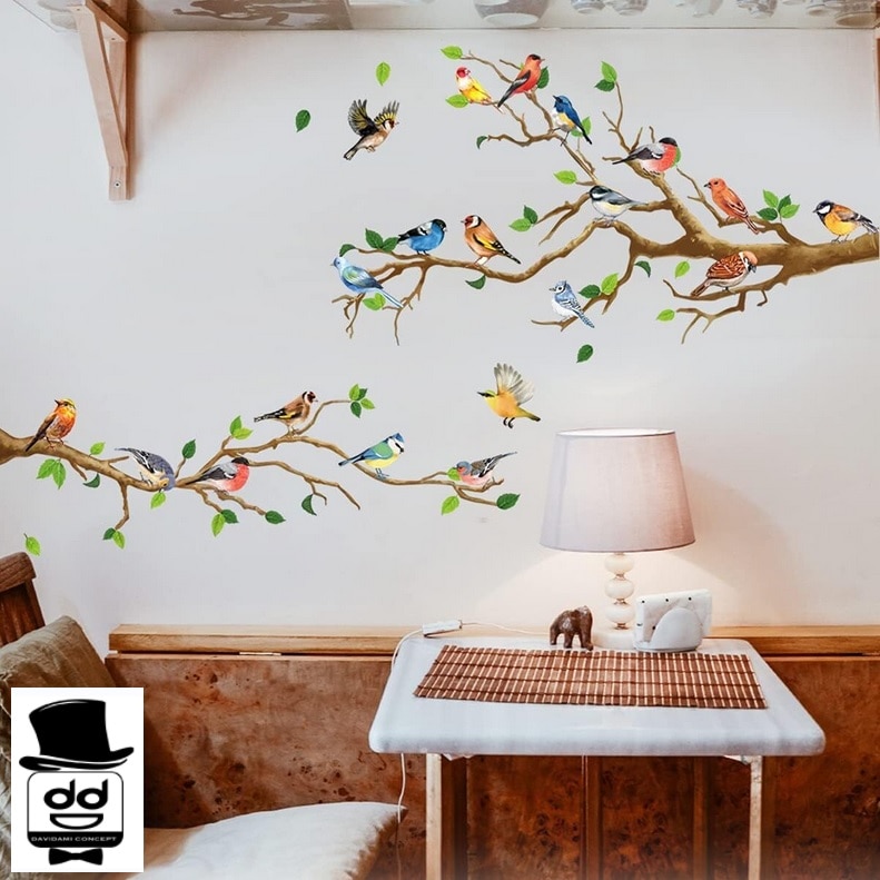 Sticker Decorativ Autocolant DAVIDAMI CONCEPT® model Ramuri cu Pasari ...