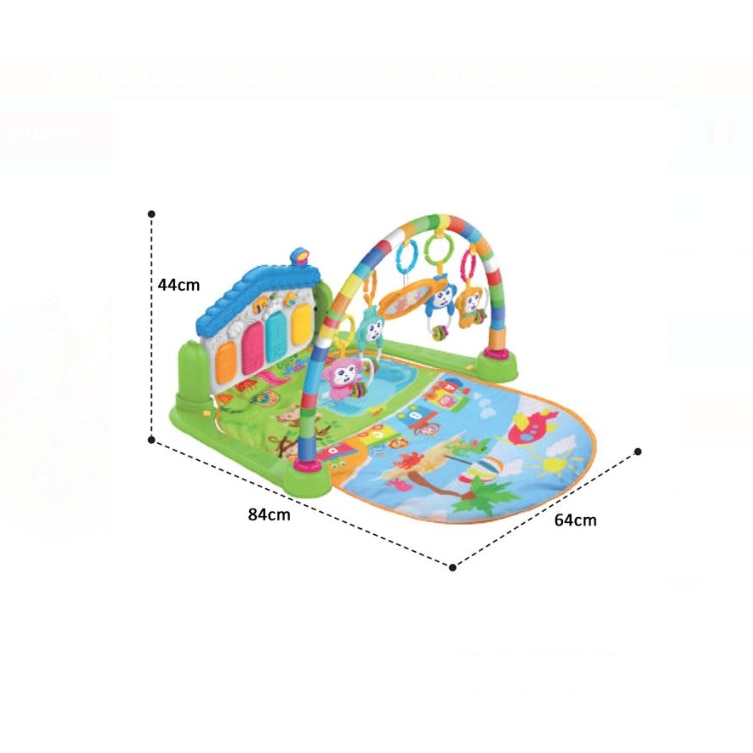 Saltea pentru bebe cu pian, cantece de leagan si lumina, multicolor ...