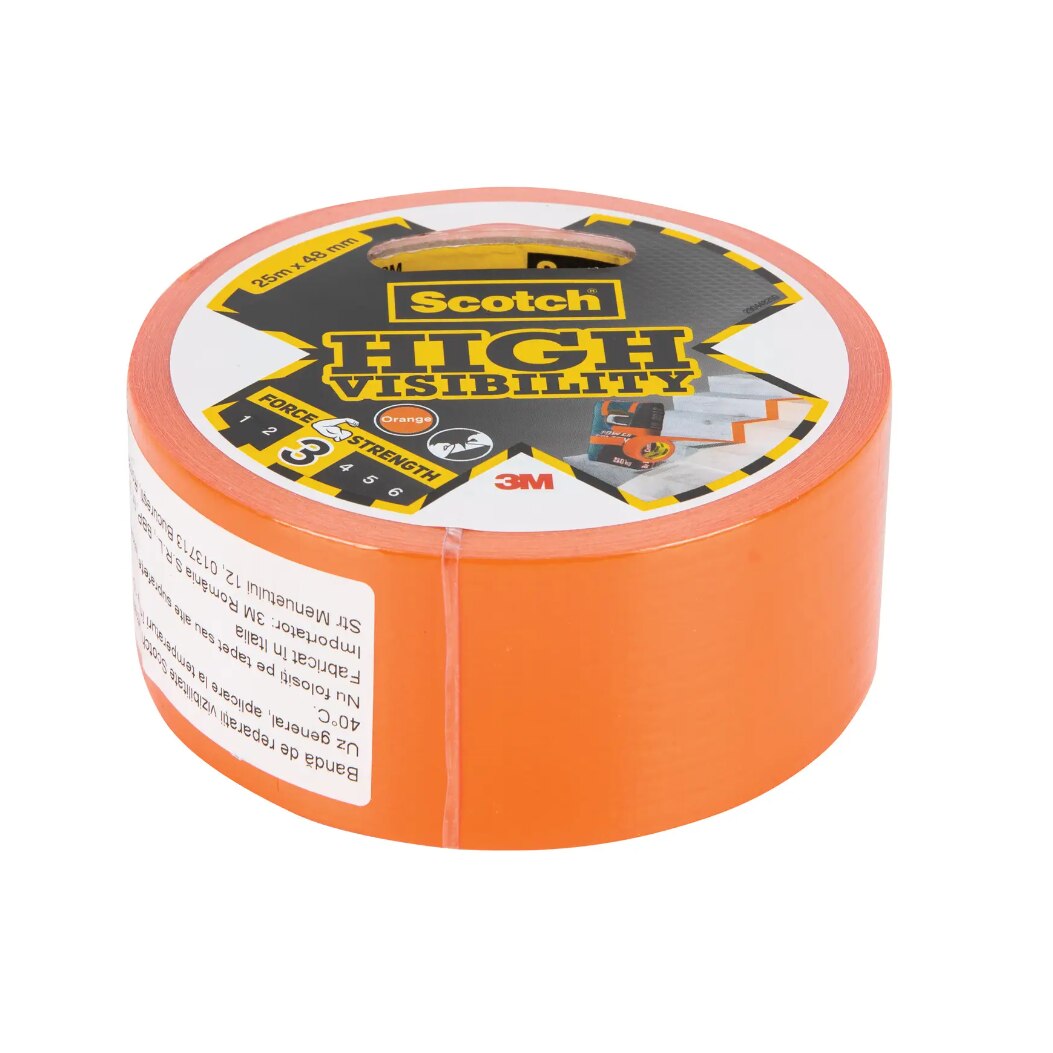 Banda adeziva de reparatii cu vizibilitate inalta, portocalie, 25 m x ...