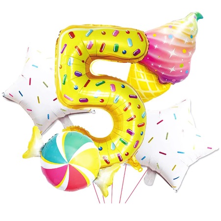Set aranjamente 5 baloane Sweets Party, Cifra 5 - eMAG.ro