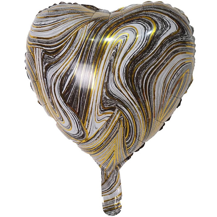 Balon folie marmorat, in forma de inimioara, 45 cm, Negru - eMAG.ro