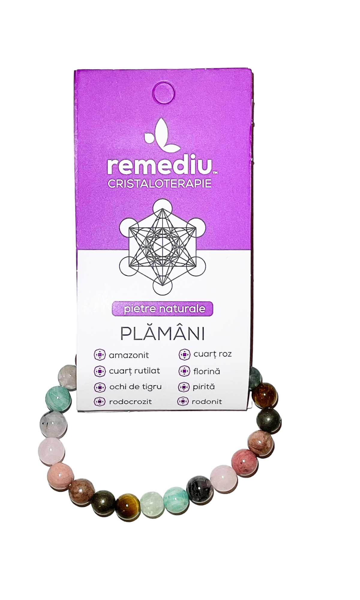 Bratara terapeutica din cristale Plamani, REMEDIU, pietre 100% naturale ...