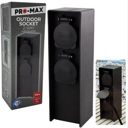 Stalp de gradina PRO-MAX, 230V,2 prize, Negru - eMAG.ro