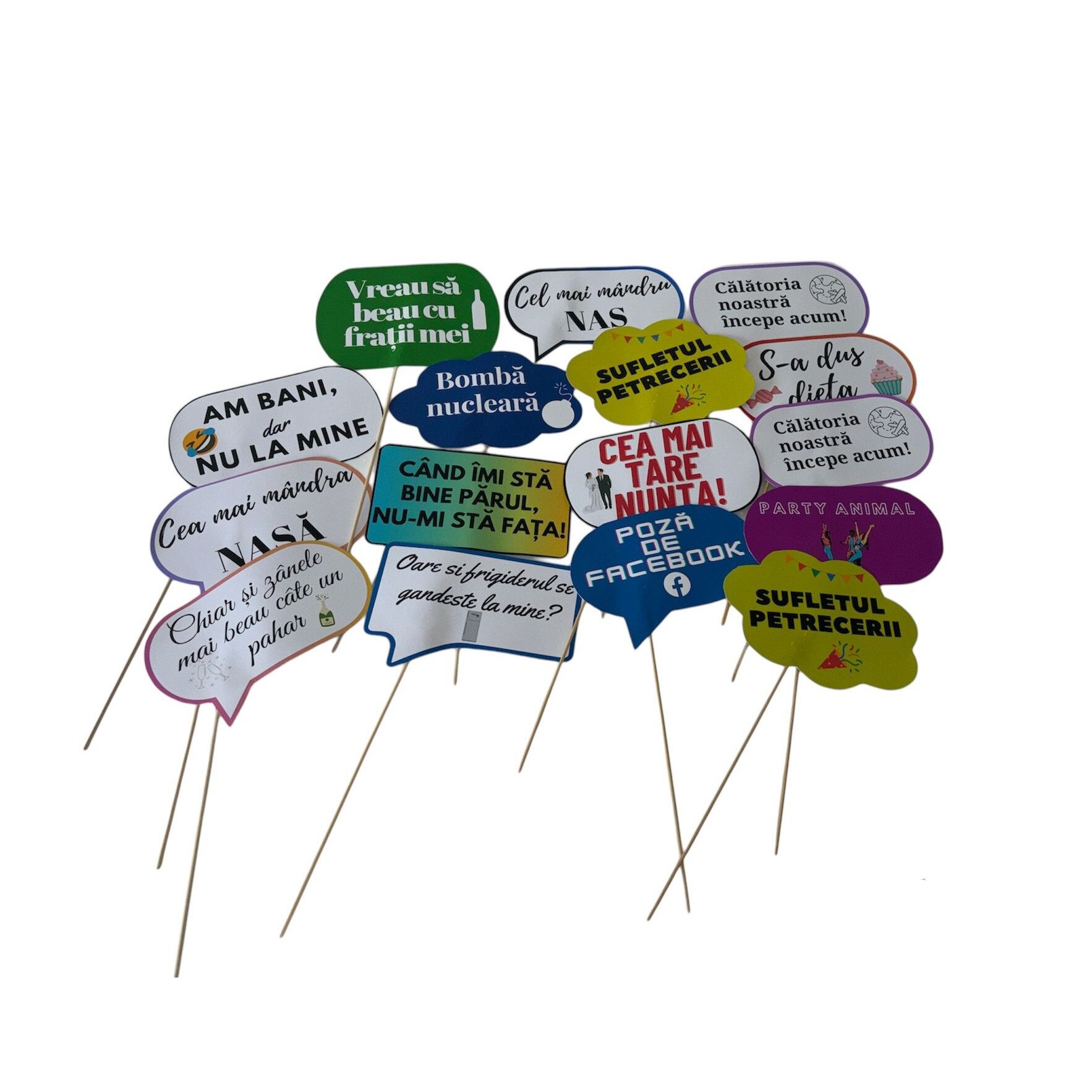 Set Propsuri Nunta, Carton lucios, multicolor, 12x20, 50 buc - eMAG.ro