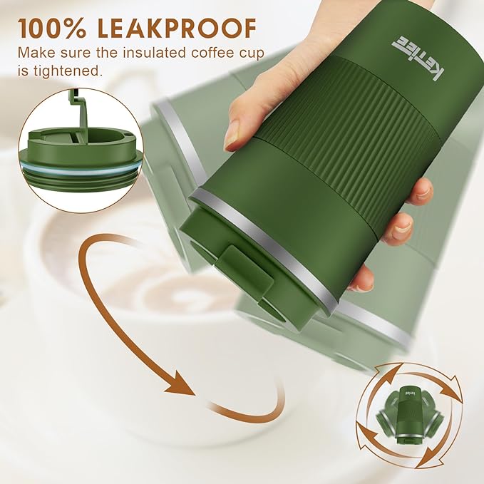 Termos portabil, KETIEE, din otel inoxidabil, cu perete dublu, capac ...